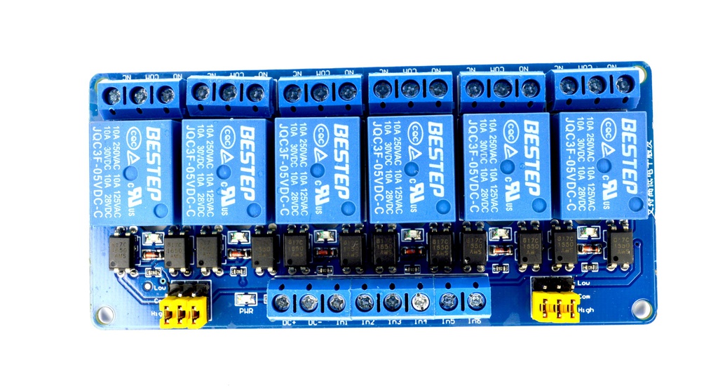 Módulo Relé 5V 10A de 6 canales | Digital CoDesign